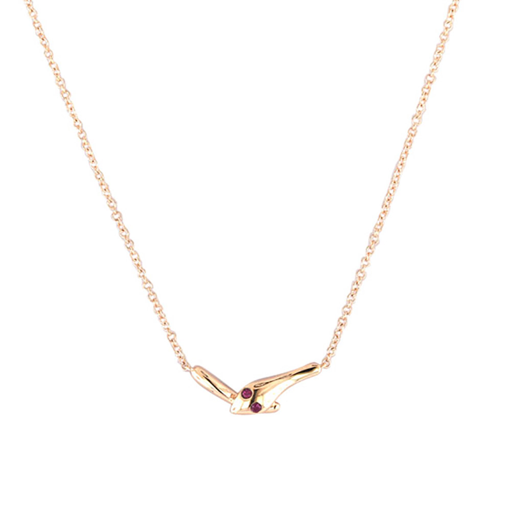 14K RG Ruby eye snake Necklace