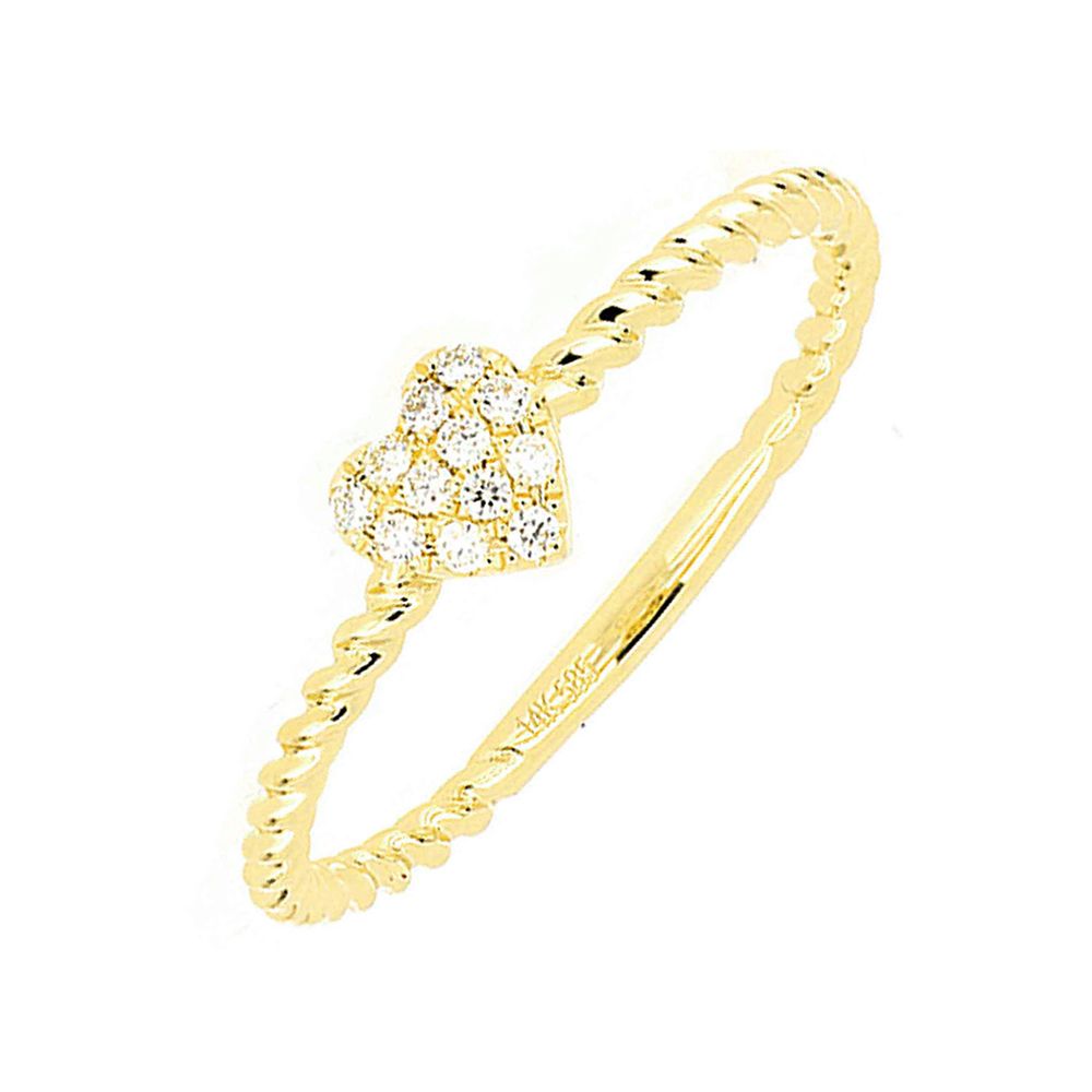 14K YG Dia heart twisted wire shank Ring 7